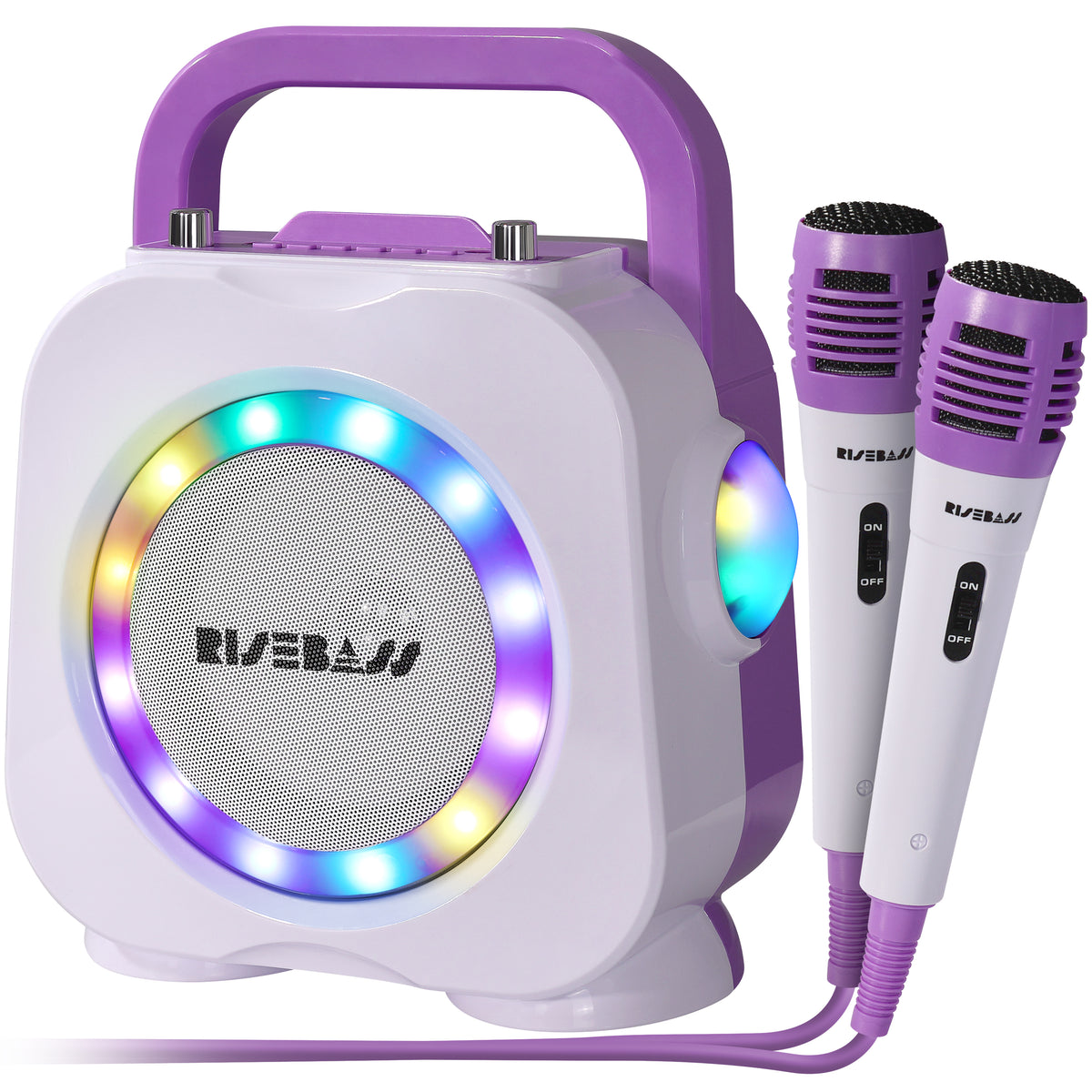 Purple Kids Bluetooth Karaoke Machine with 2 Microphone – Rise Bass